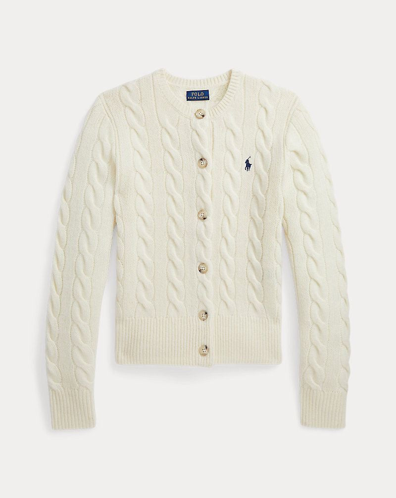 Ralph Lauren Cable Knit Wool Sweater - Cream White – Ferra