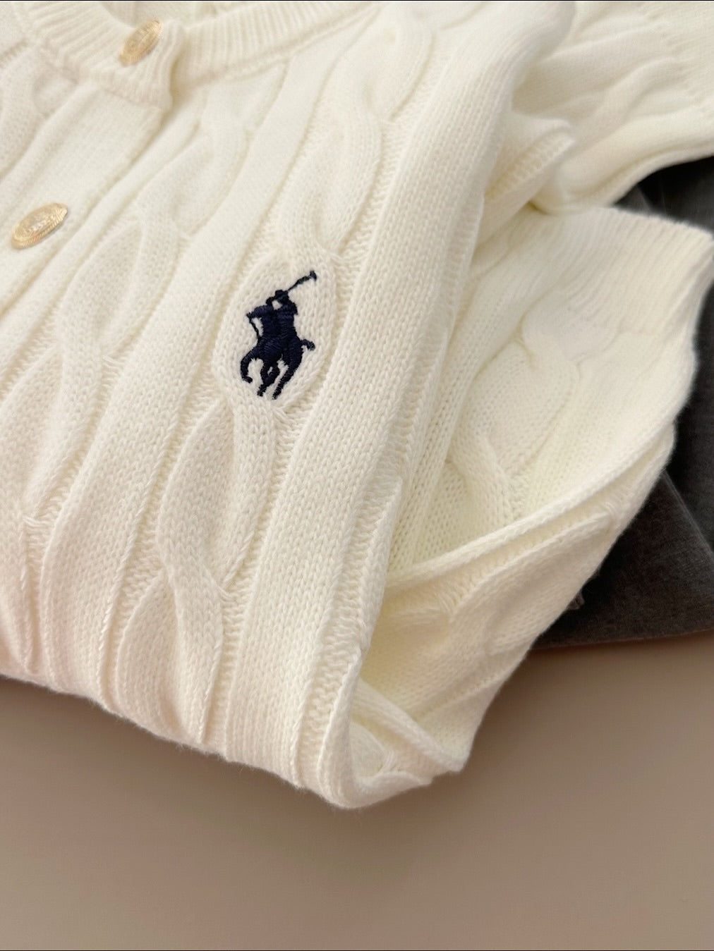 Ralph Lauren Cable Knit Wool Sweater - Cream White – Ferra